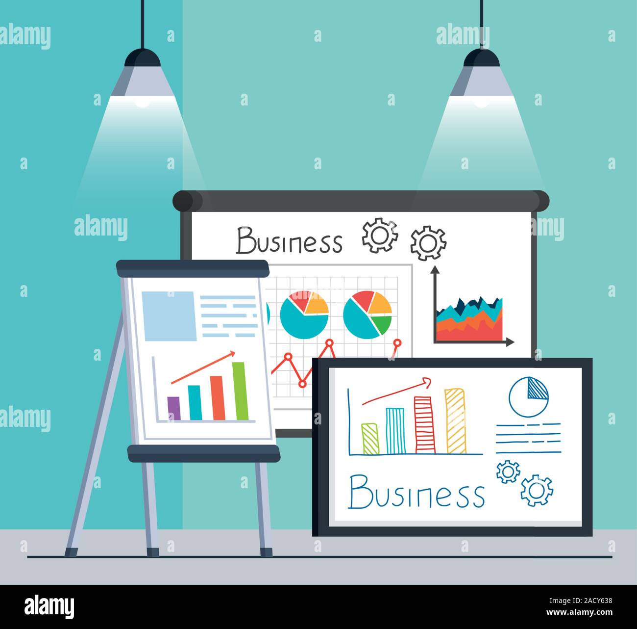 set of paper board with infographic isolated icon Stock Vector Image ...