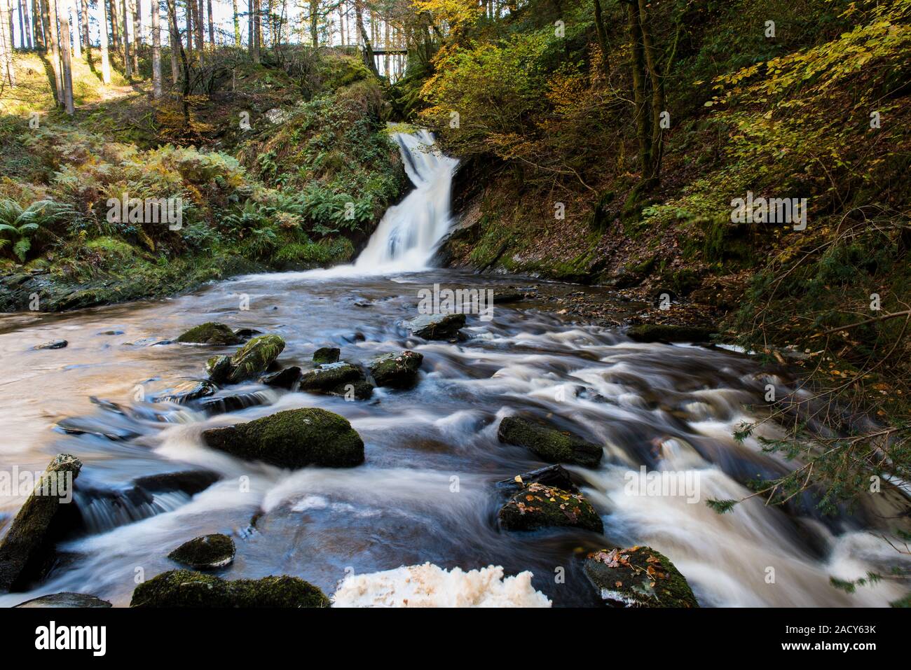 Peiran Waterfall in the Hafod Estate West Wales, taken in Autumn time ...