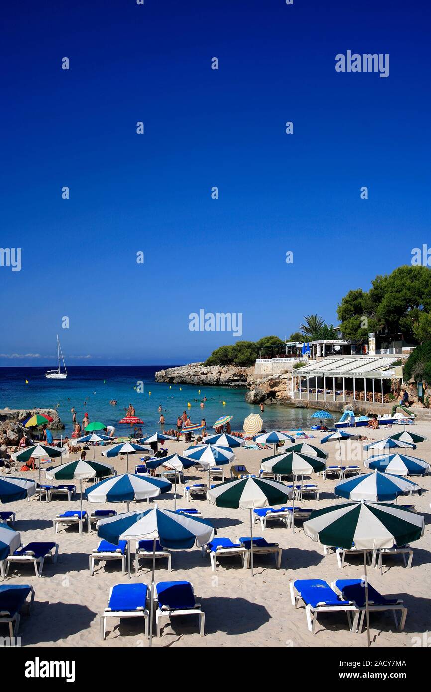View over the beach at Cala Blanca, Menorca Island, Balearic Isles ...