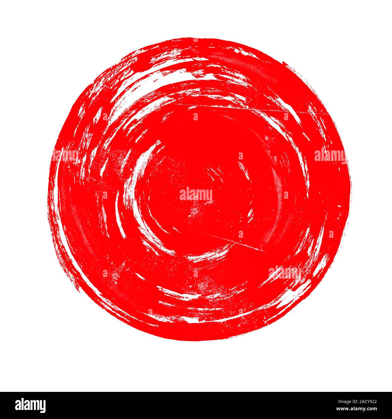 Red ink brushstroke circle illustration. Stylized Japanese flag, sun on ...