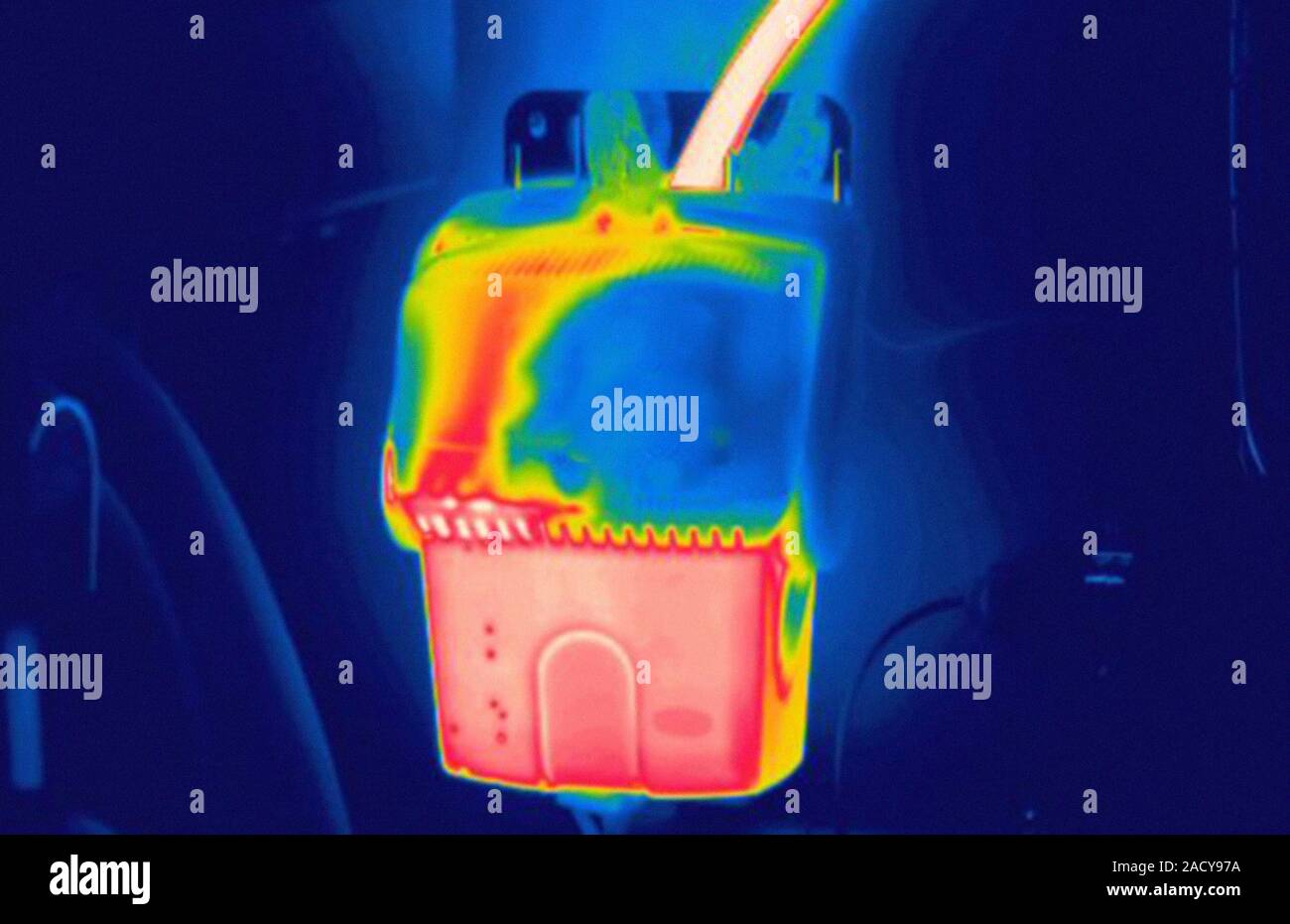 Thermogram of a home humidifier. The temperature scale runs from white ...