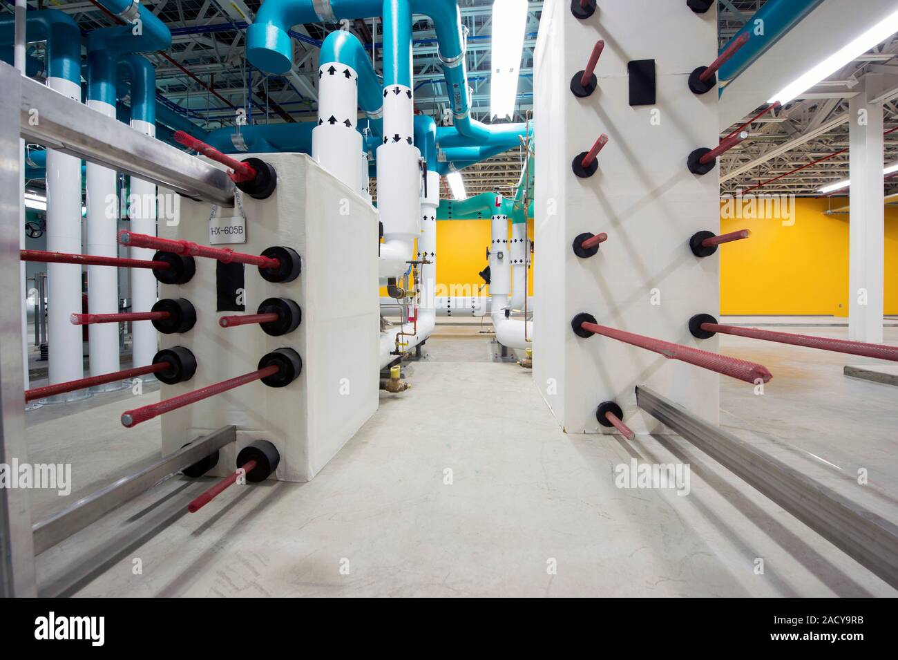 High performance computing data centre. View of the heat exchangers in ...
