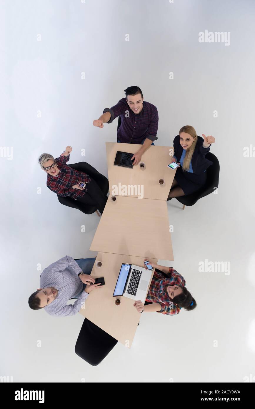 aerial view of Business people group on meeting Stock Photo - Alamy