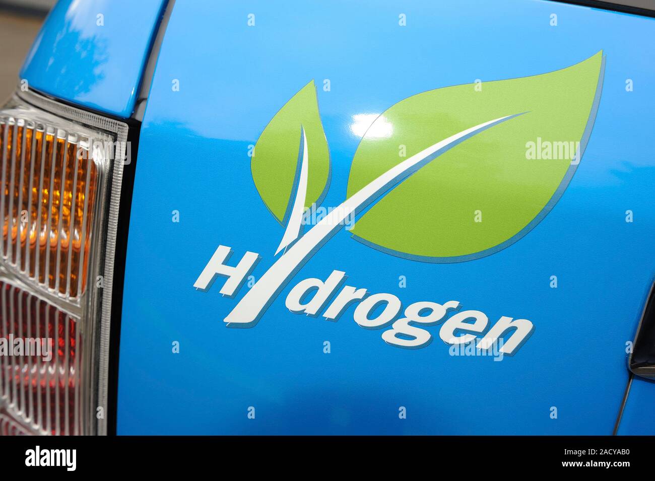 Hydrogen car logo. This car is powered by a fuel cell where hydrogen ...