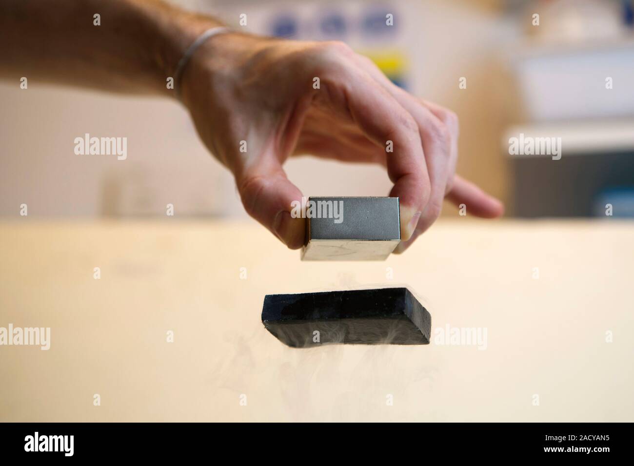 Superconducting magnet. The superconducting element is cooled by liquid ...