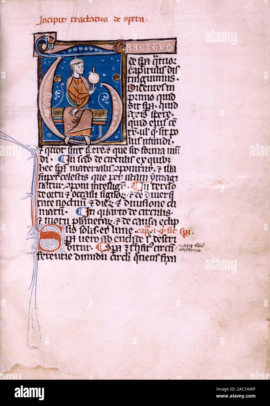 Medieval astronomical manuscript. 1230 extract from De sphaera mundi ...