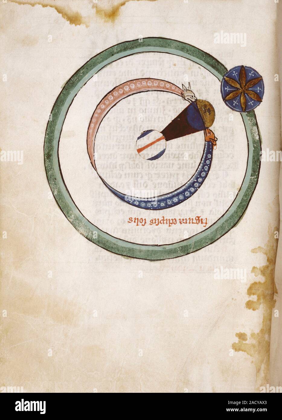 Medieval depiction of a lunar eclipse. 1230 extract from De sphaera ...