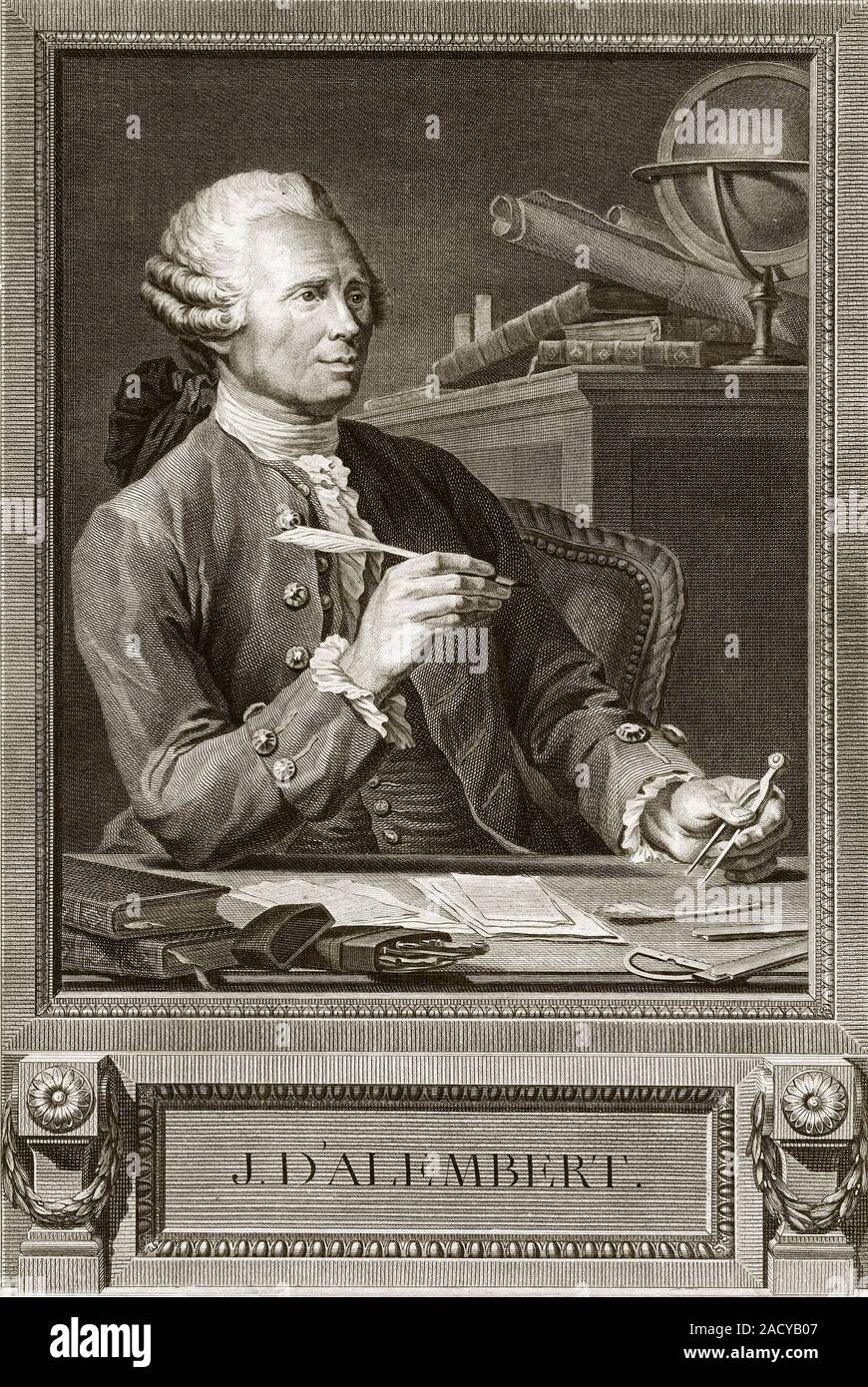 Jean D'Alembert (1717- 1783). Historical artwork of the French ...