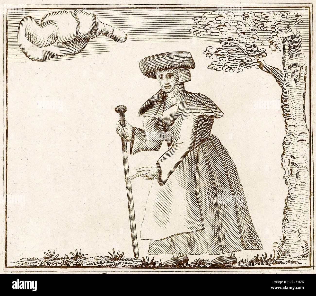 Elizabeth Sawyer. 1794 artwork of the English woman Elizabeth Sawyer ...