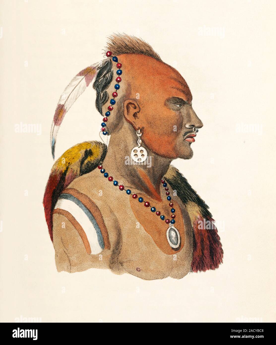 Native American man. Portrait of Sewessissing, Chief of the Iowa ...
