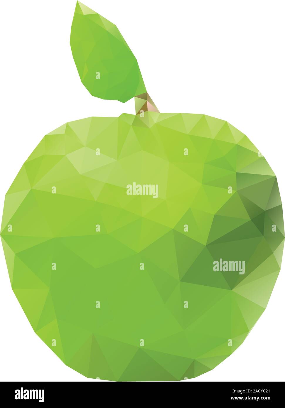 Modern stylized geometric apple of green color on white background ...