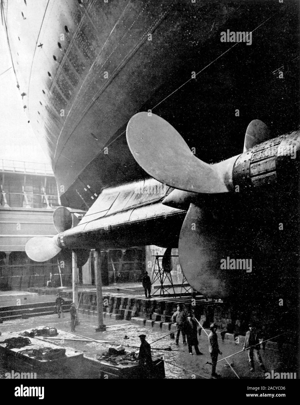 SS Conte di Savoia ocean liner. Historical image showing the propellers ...