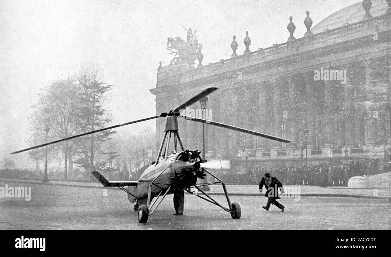 Early 20th Century autogyro. Historical image of an autogyro aircraft ...
