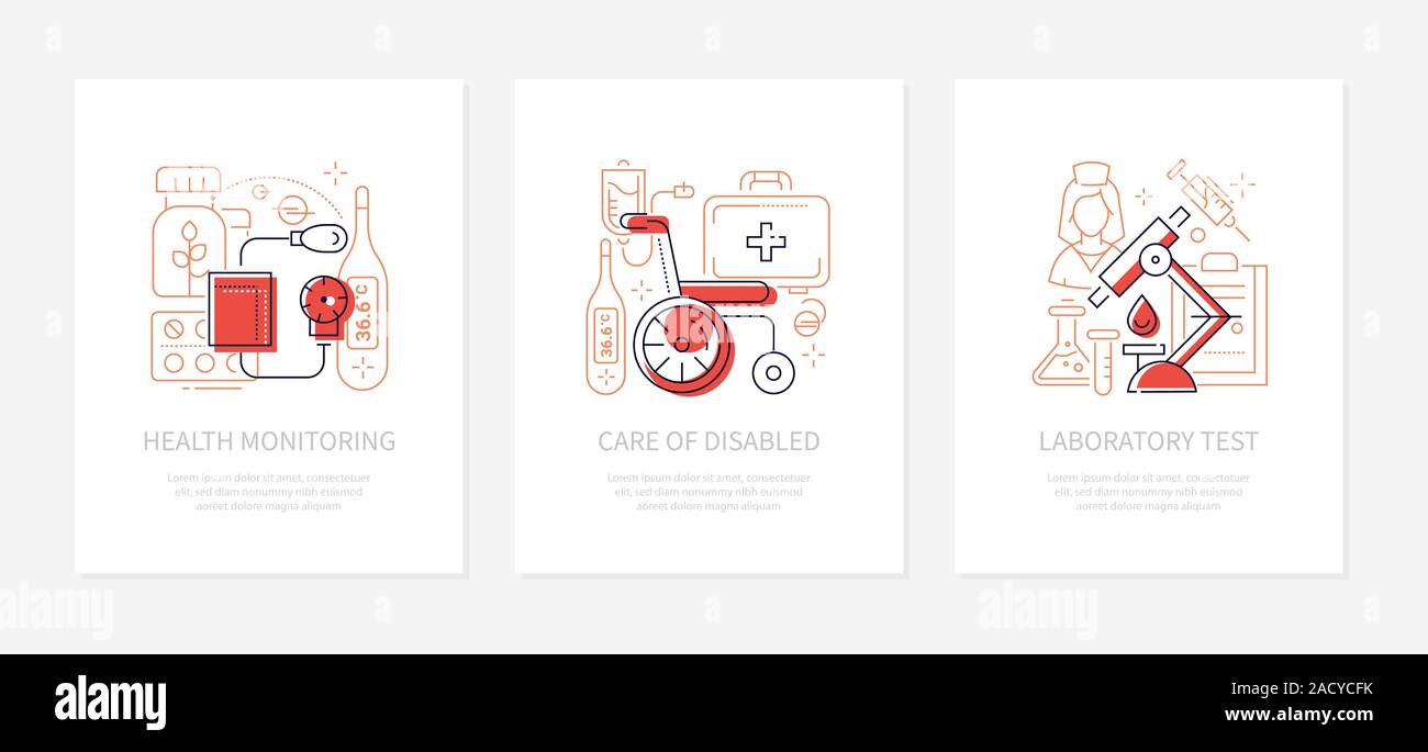 Medicine and healthcare - line design style banners Stock Vector Image ...