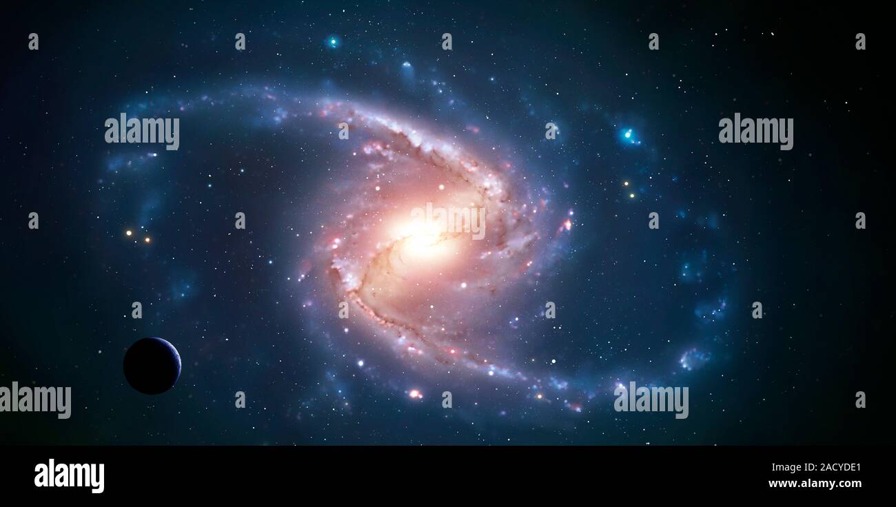 Artwork of the active barred spiral galaxy NGC 1365 in the ...