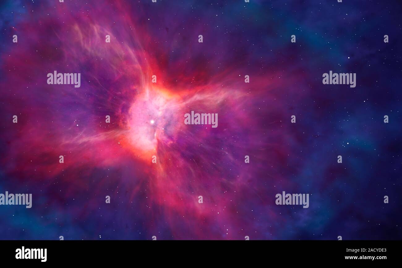 Artwork of an imaginary planetary nebula. This is a bipolar planetary ...