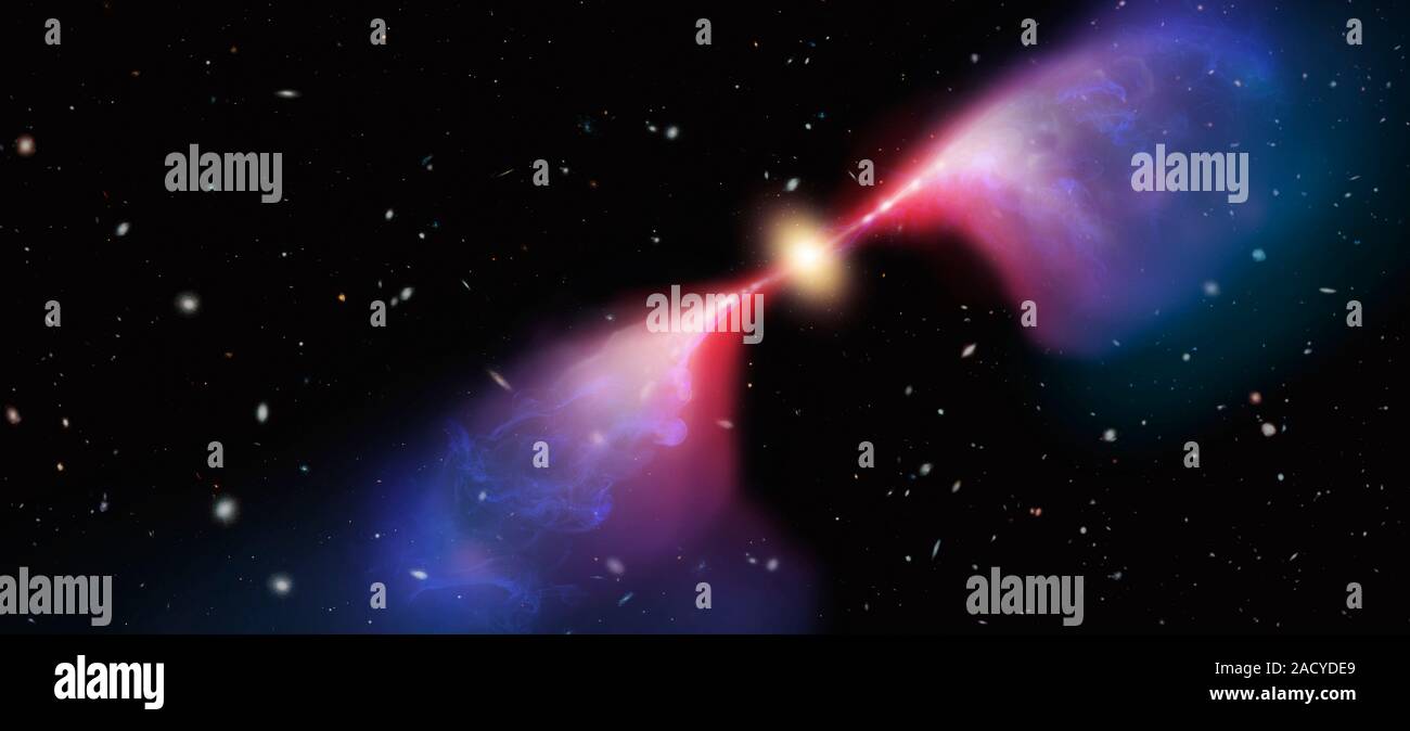 An artist's impression of a radio galaxy. This is a typical radio ...