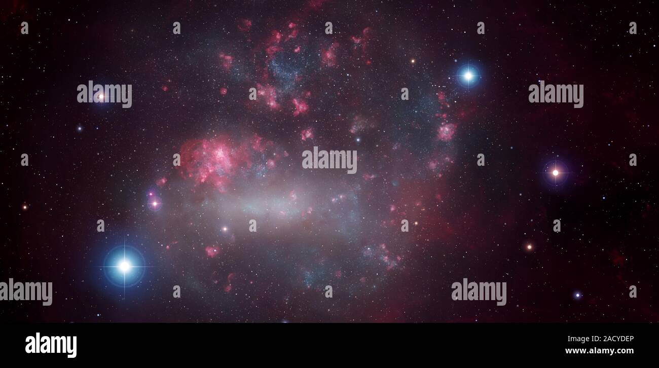 Artwork of the Large Magellanic Cloud (LMC), a companion galaxy of our ...