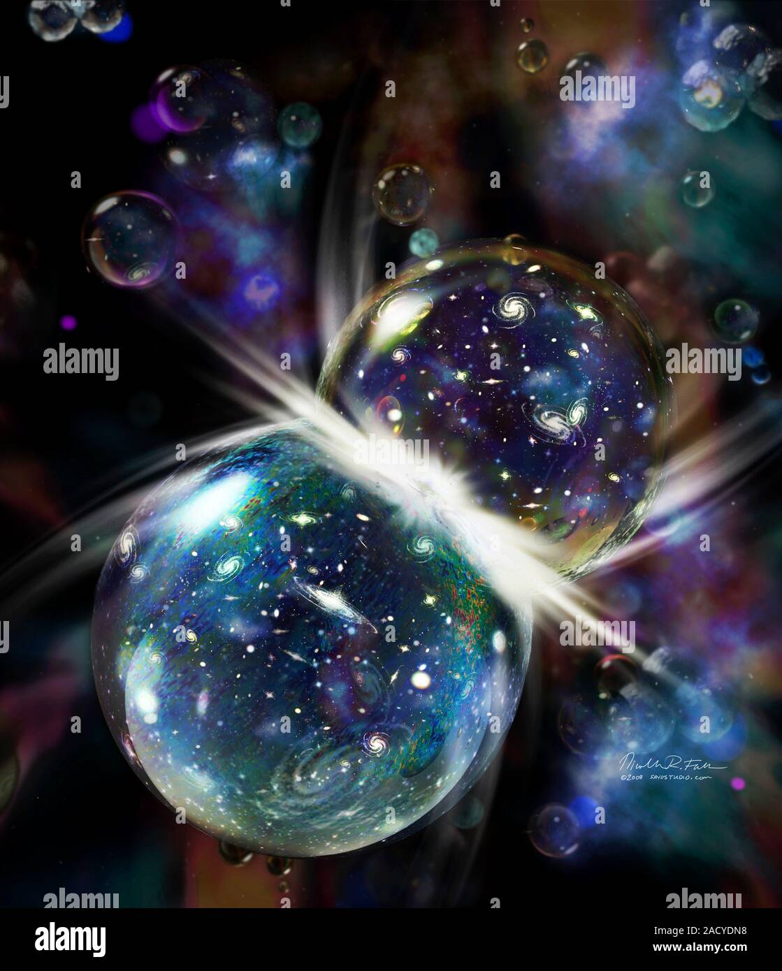 Colliding universes, conceptual illustration. Some scientists theorise ...