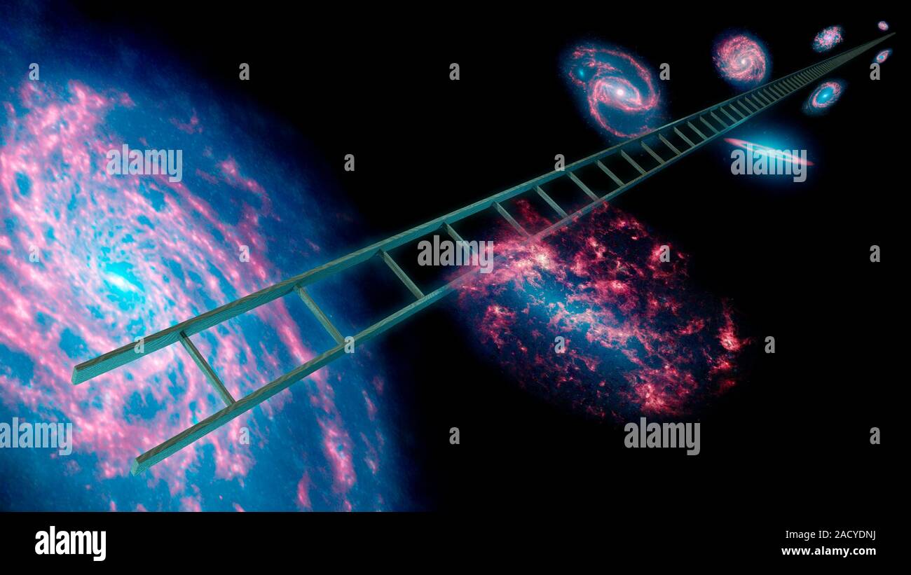 Cosmic distance ladder, conceptual image. Computer illustration ...