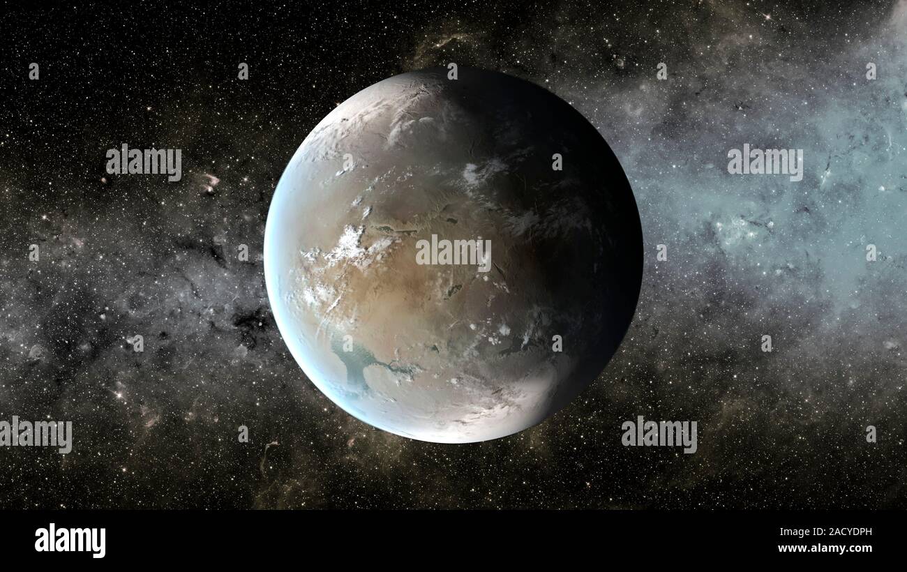 Kepler-62f. Computer illustration of the Earth-size planet Kepler-62f ...
