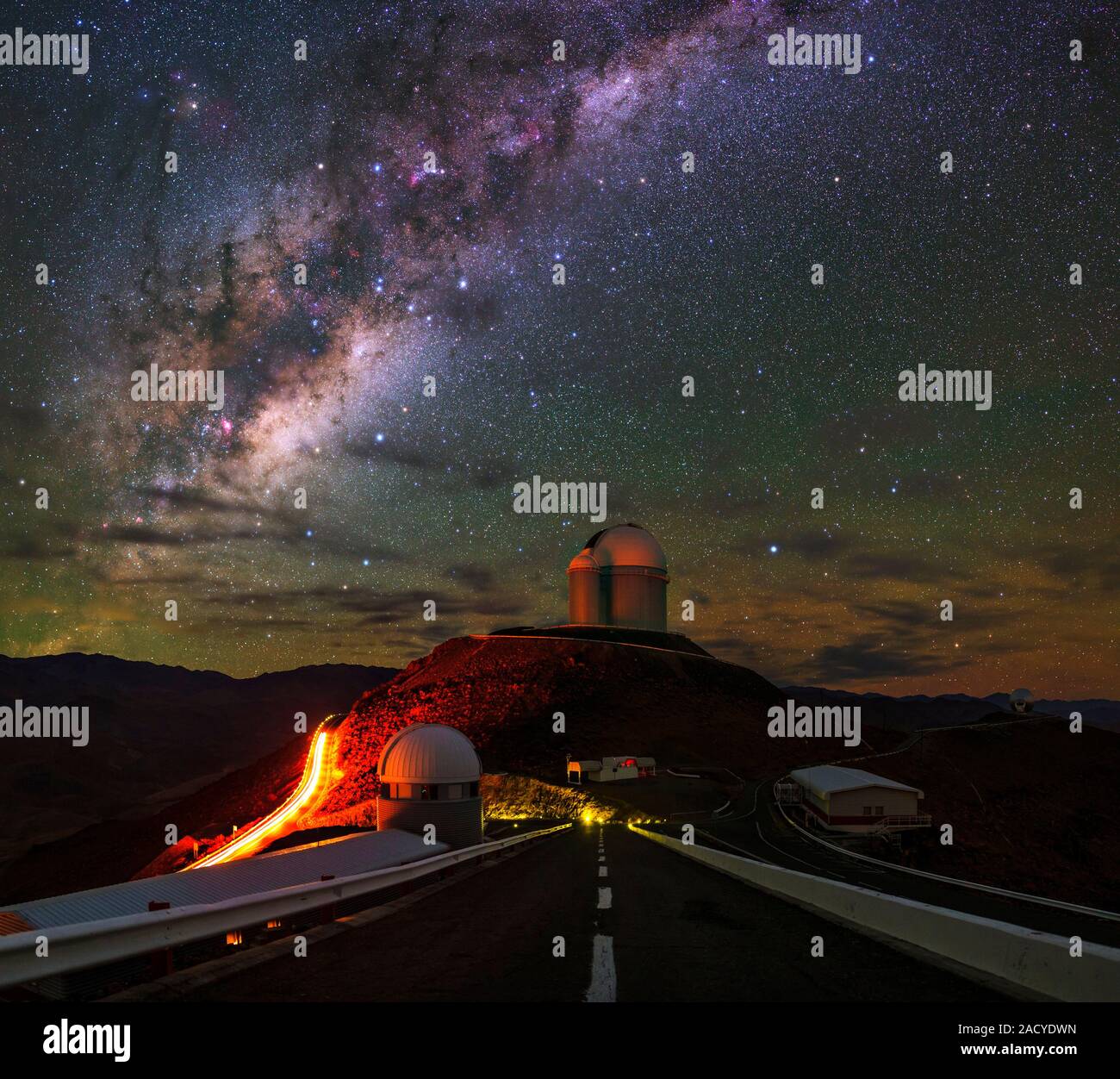 Milky Way over La Silla observatory. Central bulge of the Milky Way ...