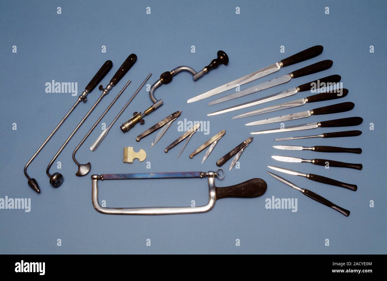 Set of surgical instruments dating from around 1850, England. Surgery ...
