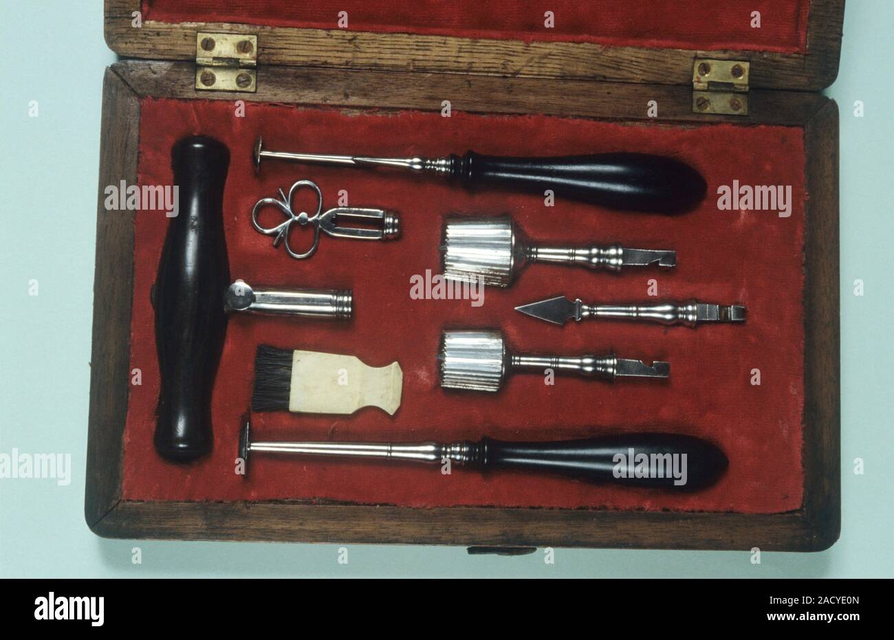 Set of neurosurgical instruments dating from eighteenth century England ...
