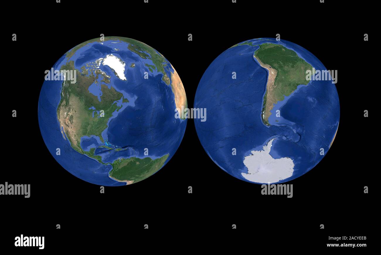 Greenland and Antarctic ice sheets. Earth maps of ice cover based on ...