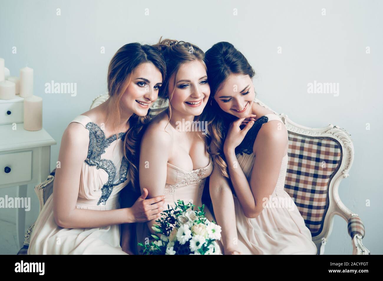 Bride sitting on couch hi-res stock photography and images - Alamy