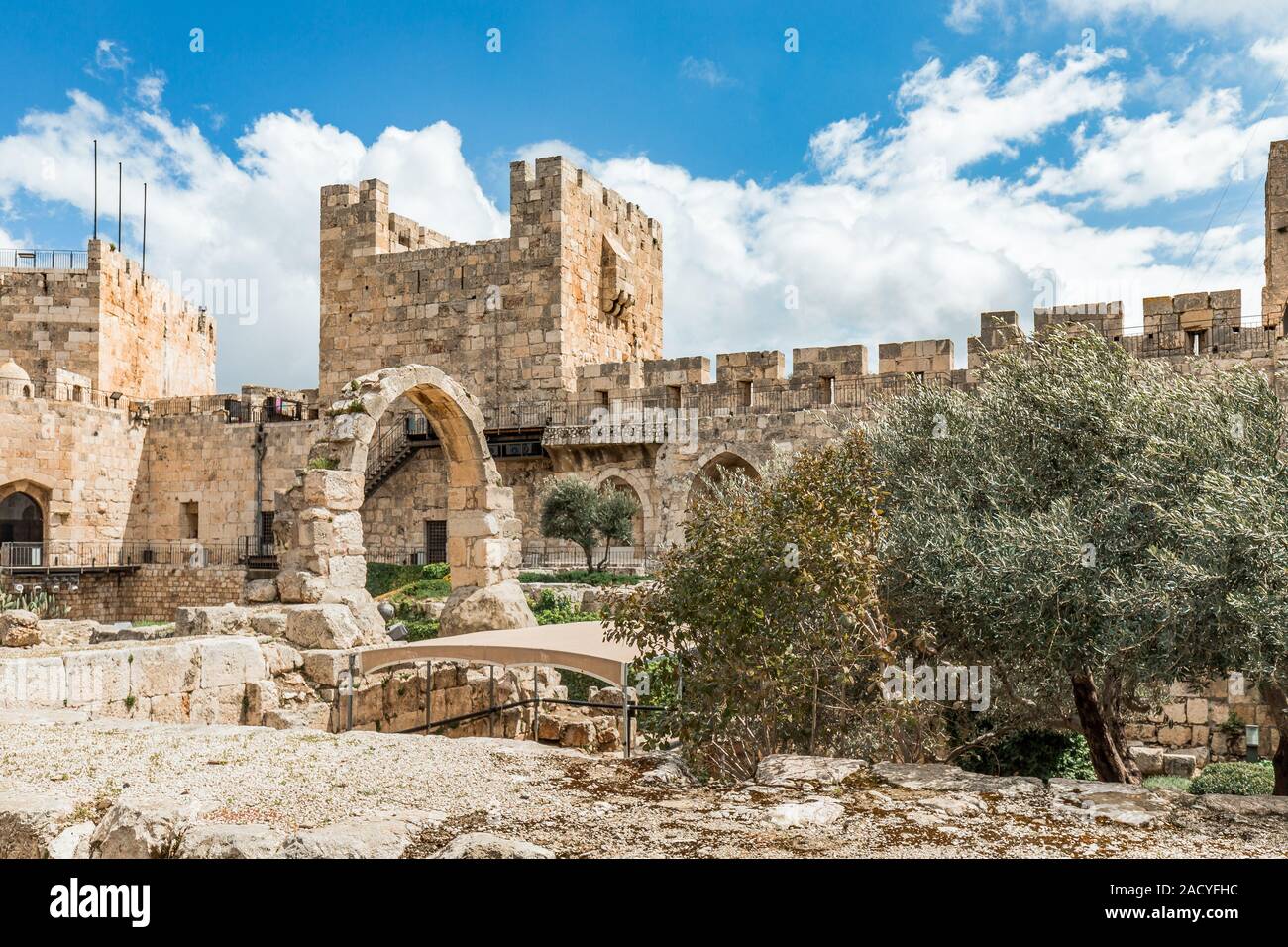 The Jaffa Gate in Old City of Jerusalem, Israel with clouds on ...