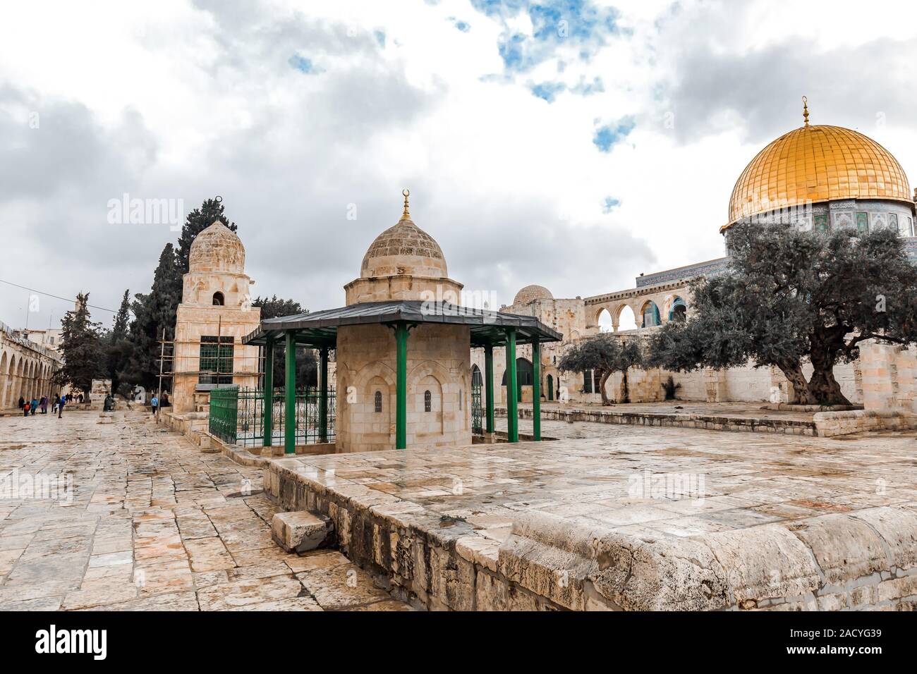 Ancient buildings around Dome of the rock, located on top of the Temple ...