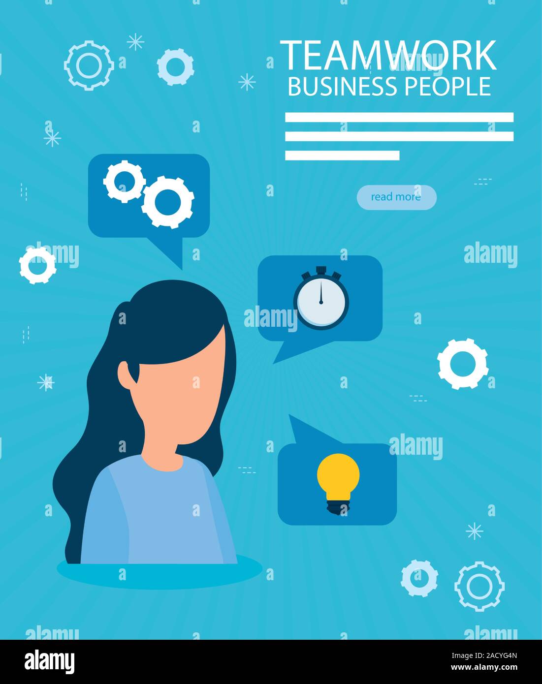 Woman bulb light gears Stock Vector Images - Alamy