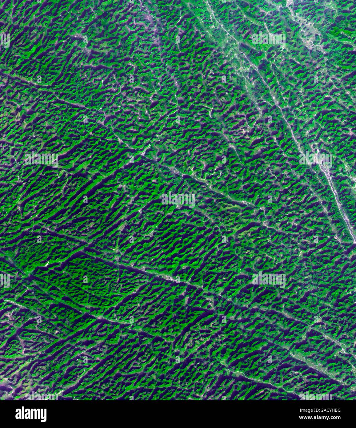 Karst landscape, satellite image. Karst topography is a geological ...