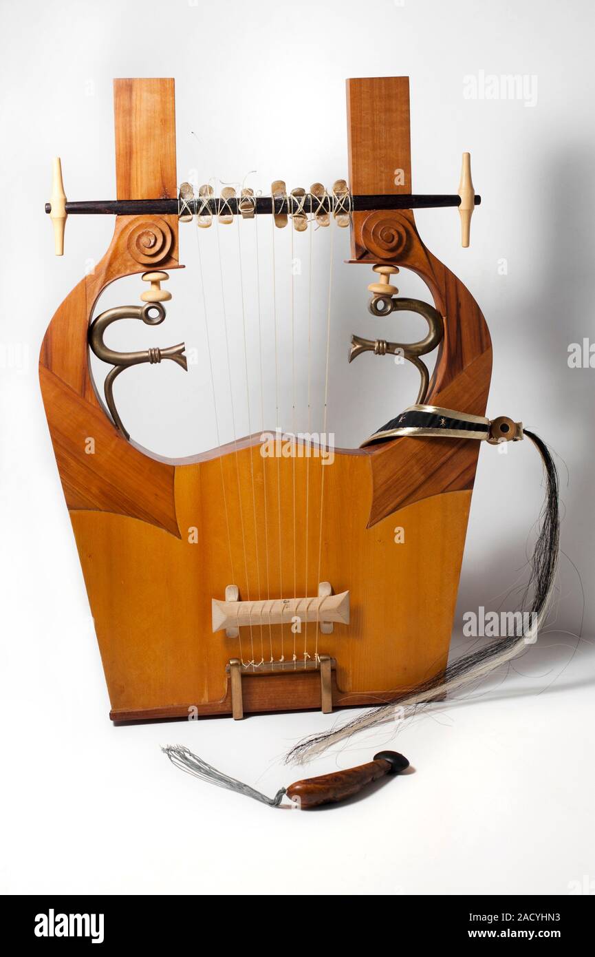 Ancient Greek zither. Replica of an Ancient Greek stringed musical ...