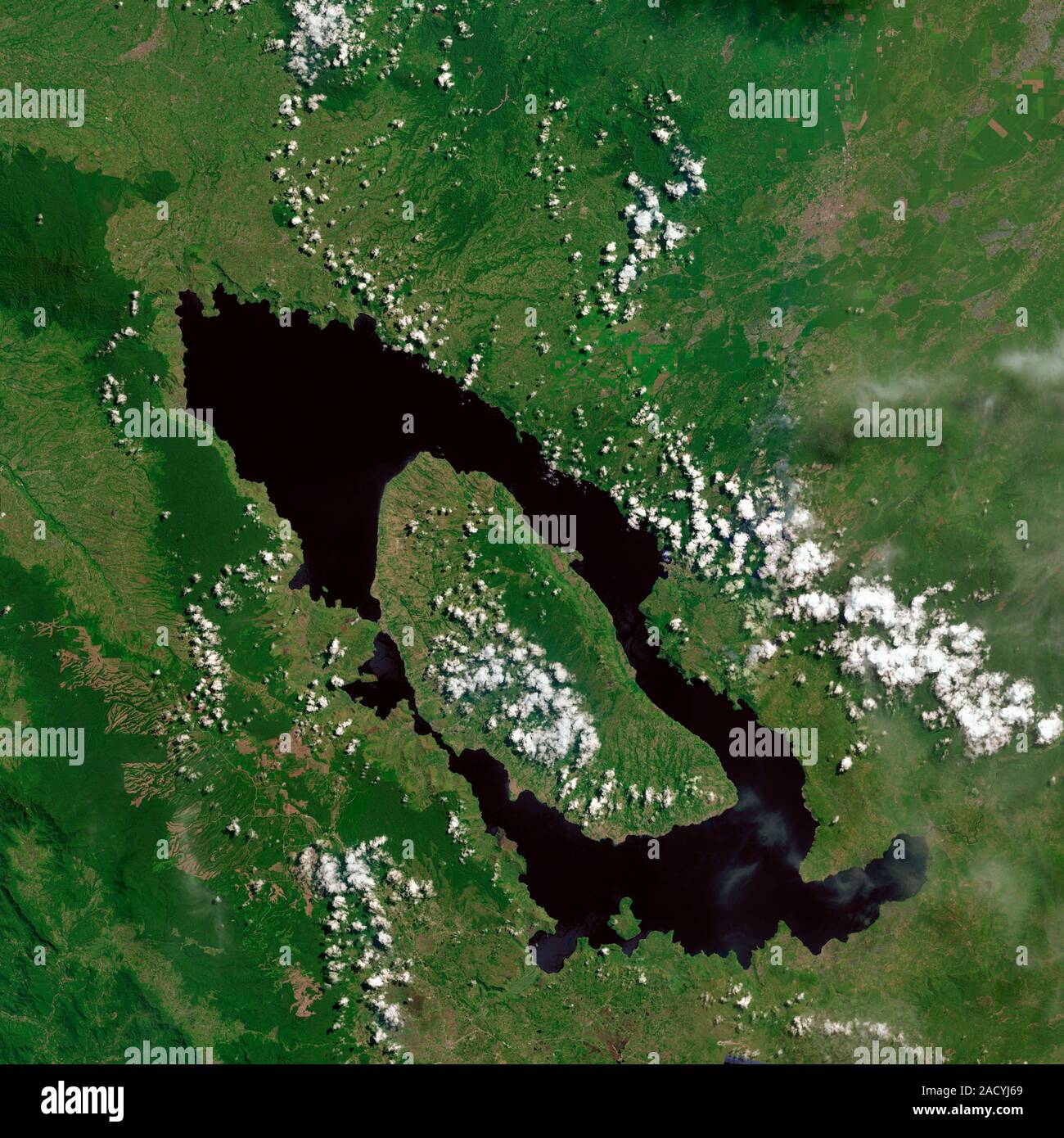 Lake Toba. Landsat 8 satellite image of Lake Toba volcano, Sumatra ...