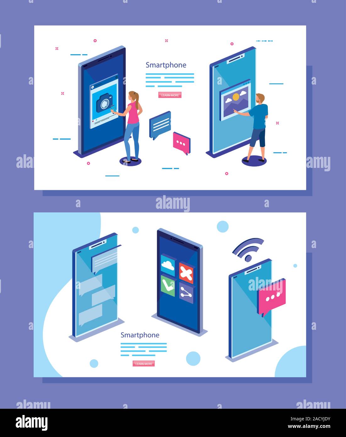 Isometric smartphones and people vector design Stock Vector Image & Art ...