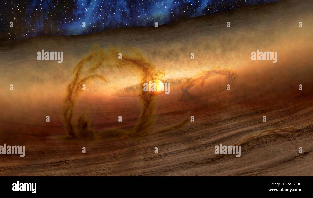 Planet-forming region, conceptual image. Computer illustration showing ...
