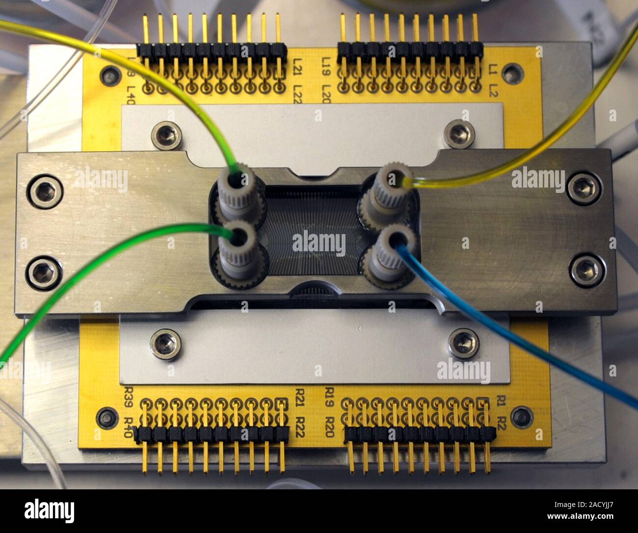 Redox flow batteries, IBM research. Single-channel test chips for a ...