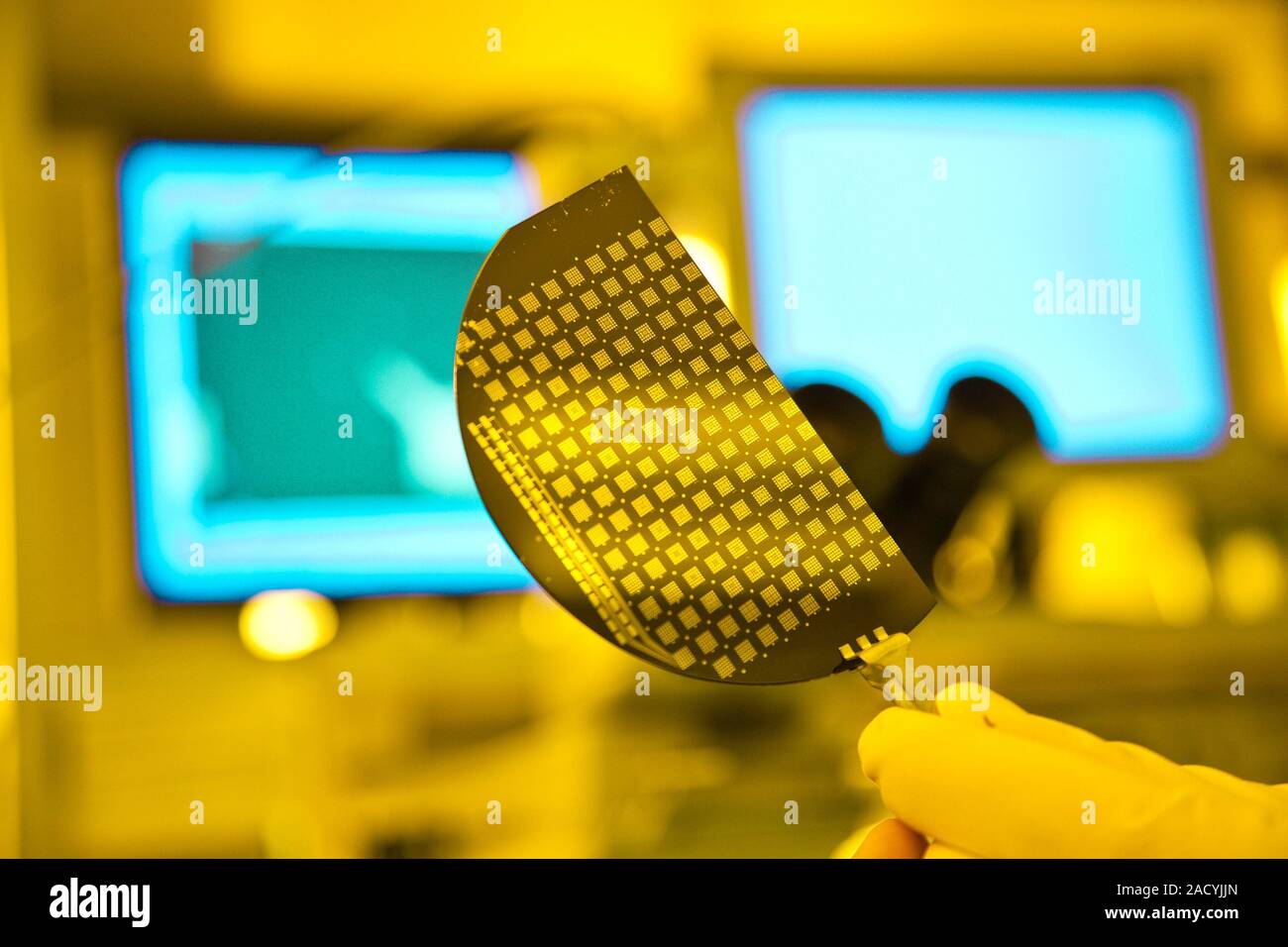 Nanowire lithography, IBM research. Pieces of a silicon wafer with ...
