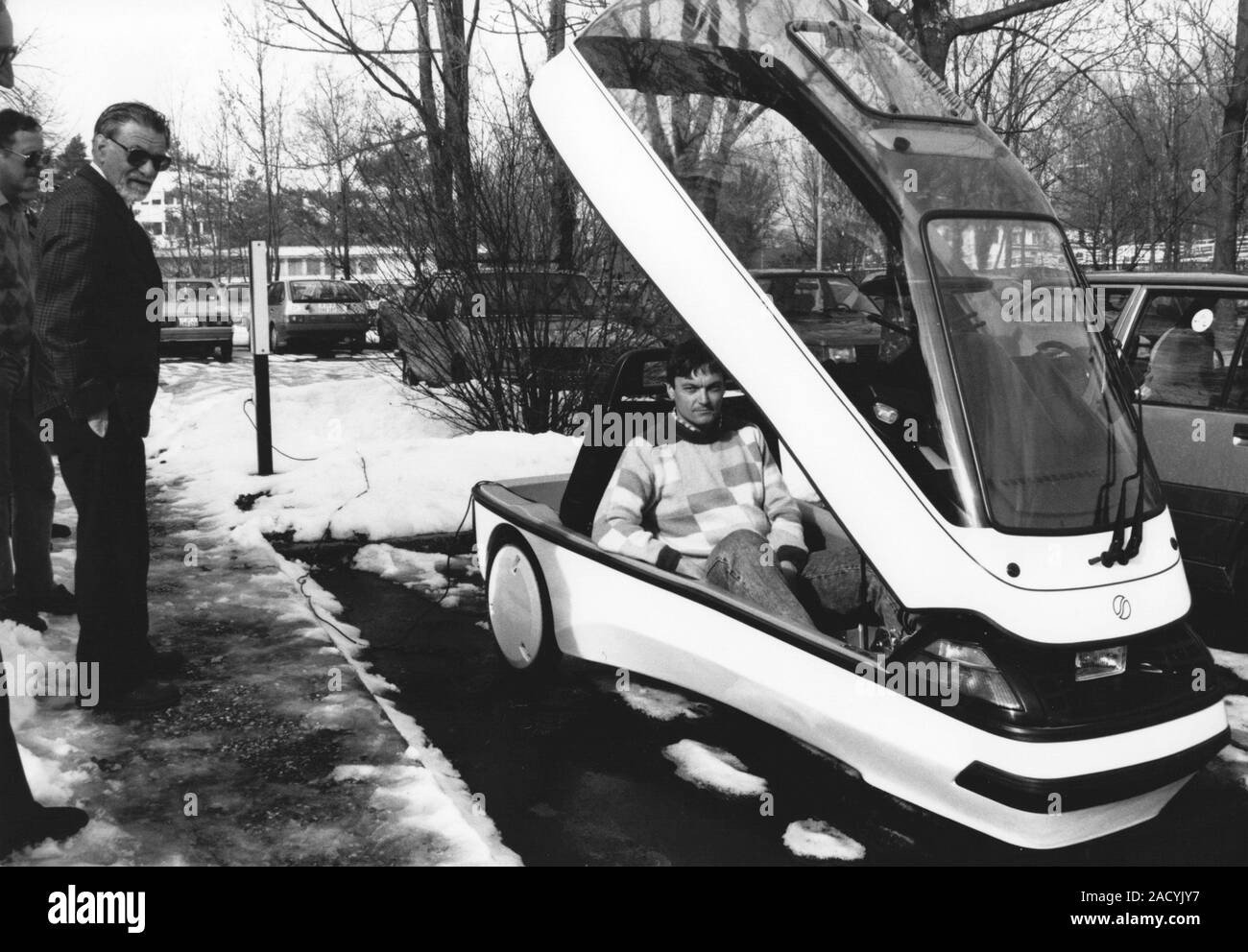 Ellert electric car at IBM, IBM research. IBM scientist Bruno Reihl in ...