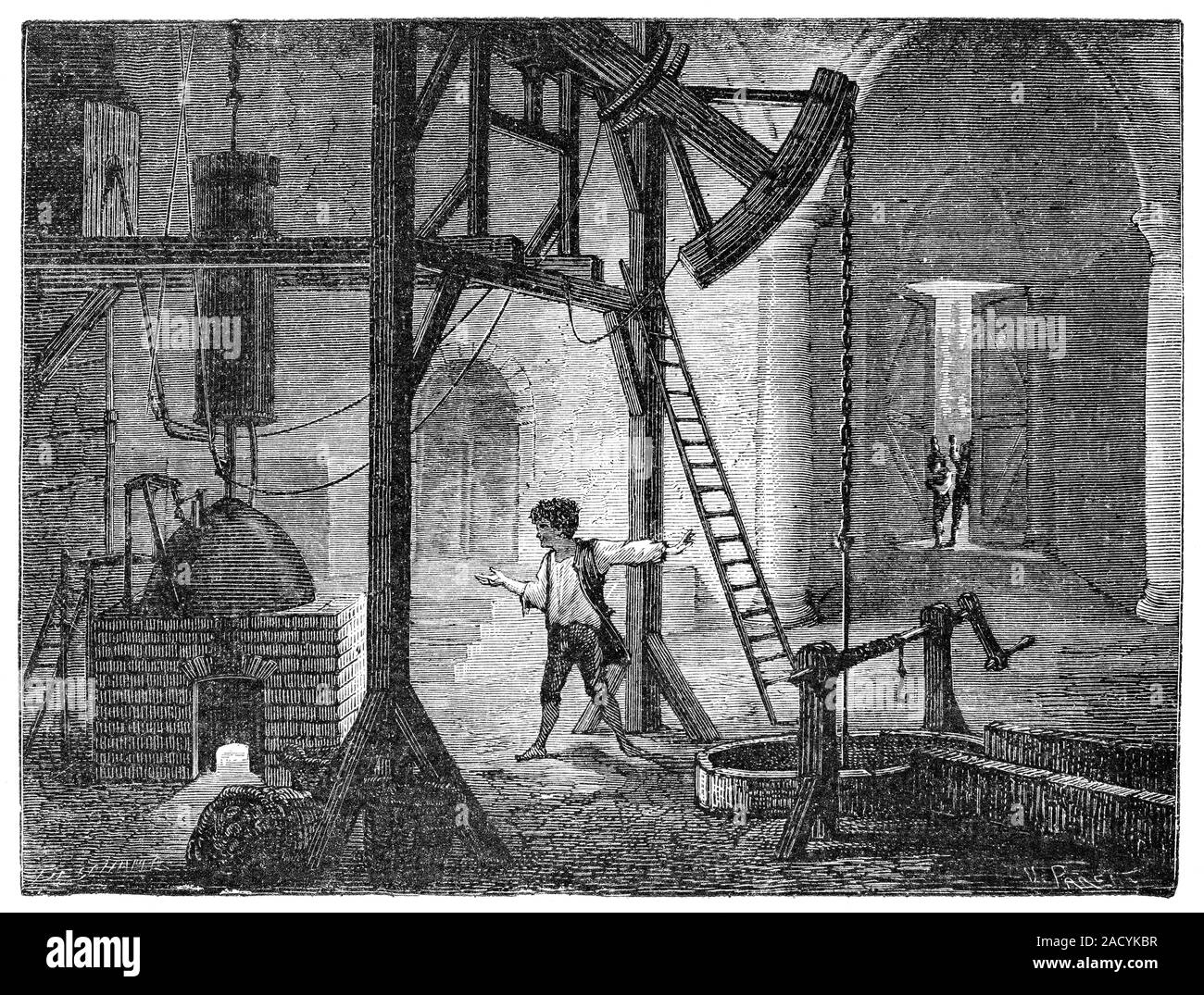 Potter improving Newcomen engine. Illustration of the claim that in ...