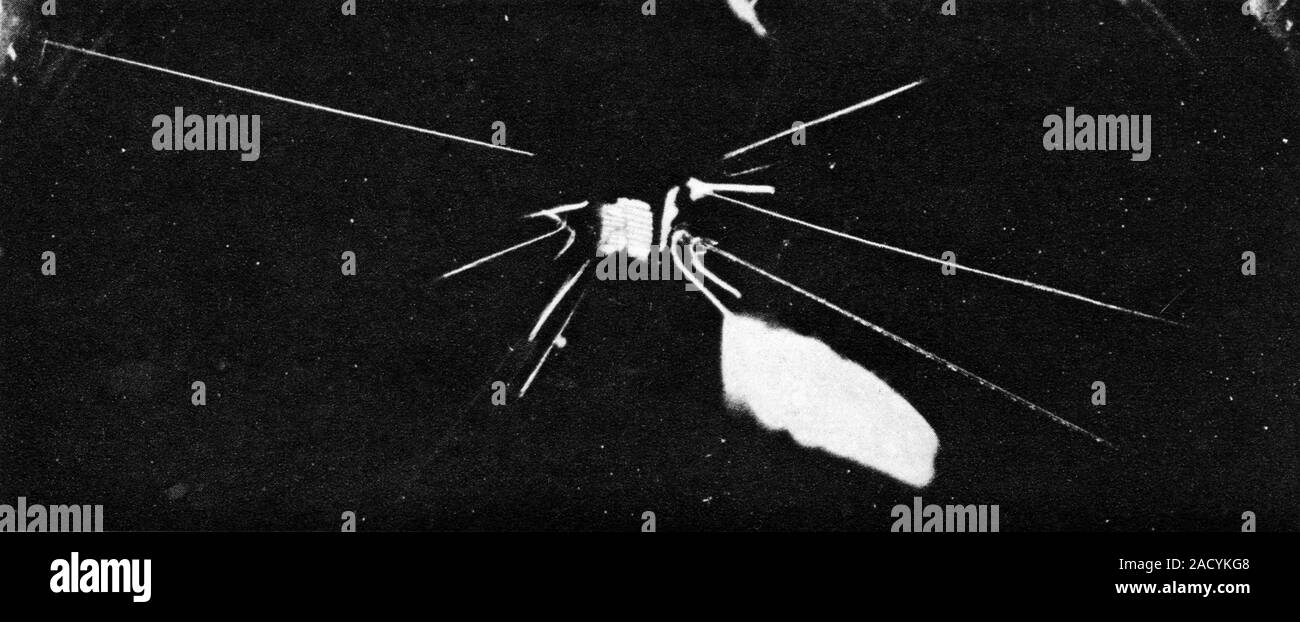 Splitting the atom. Historical image showing the disintegration of a ...