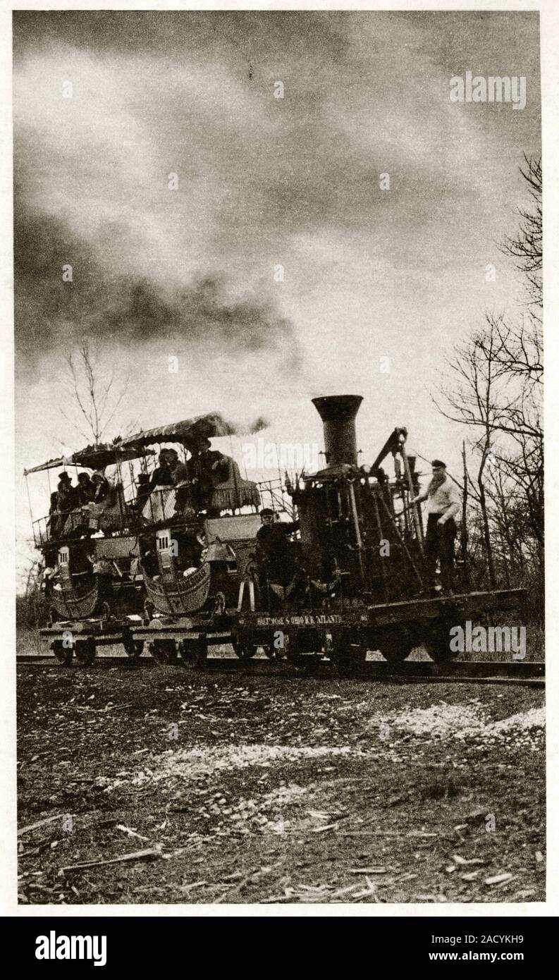Atlantic locomotive, historical image. This early US steam locomotive ...