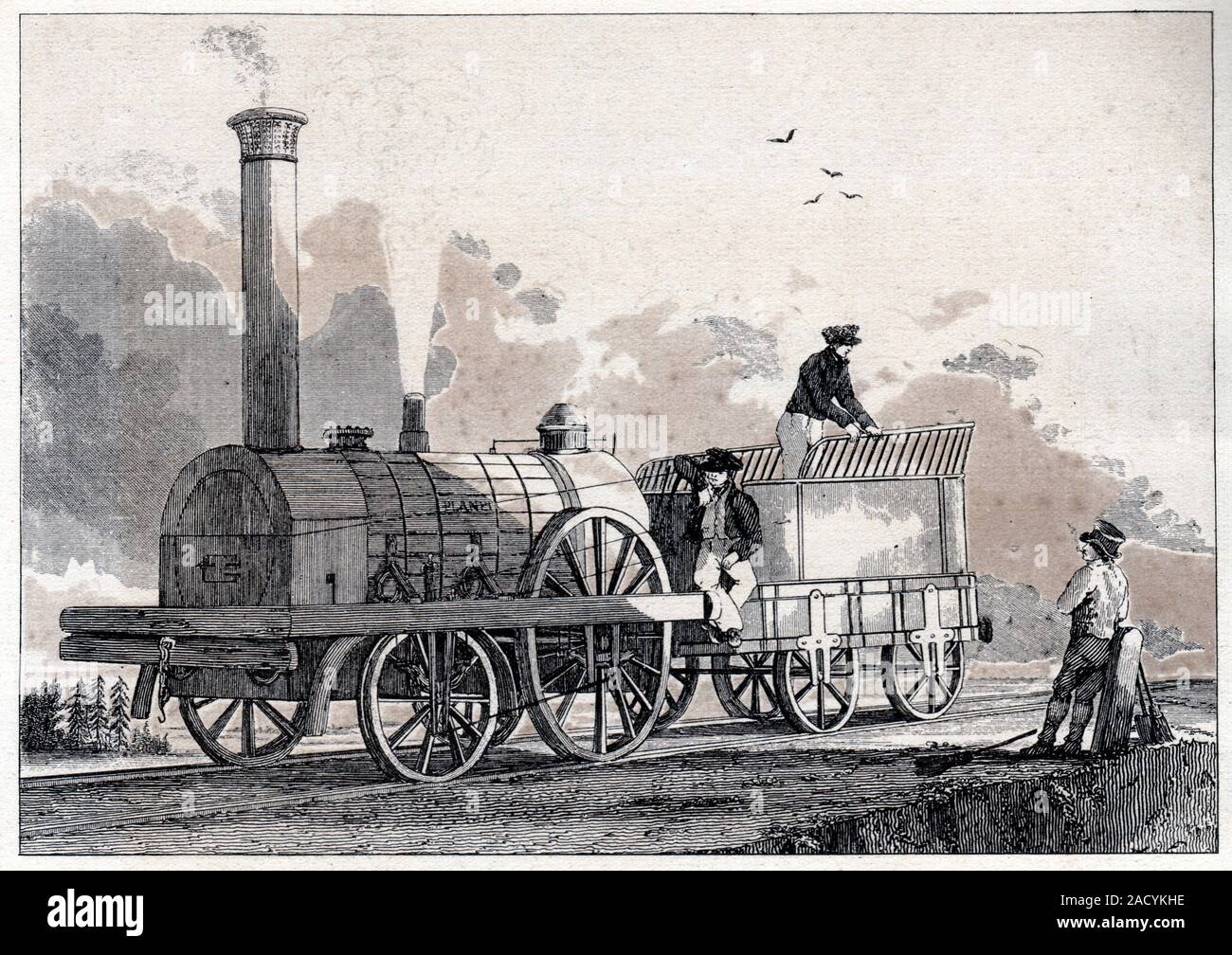 Planet locomotive. Historical engraving by Isaac Shaw of the Planet ...
