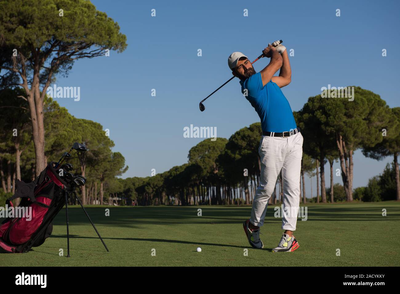 golf player hitting shot Stock Photo - Alamy