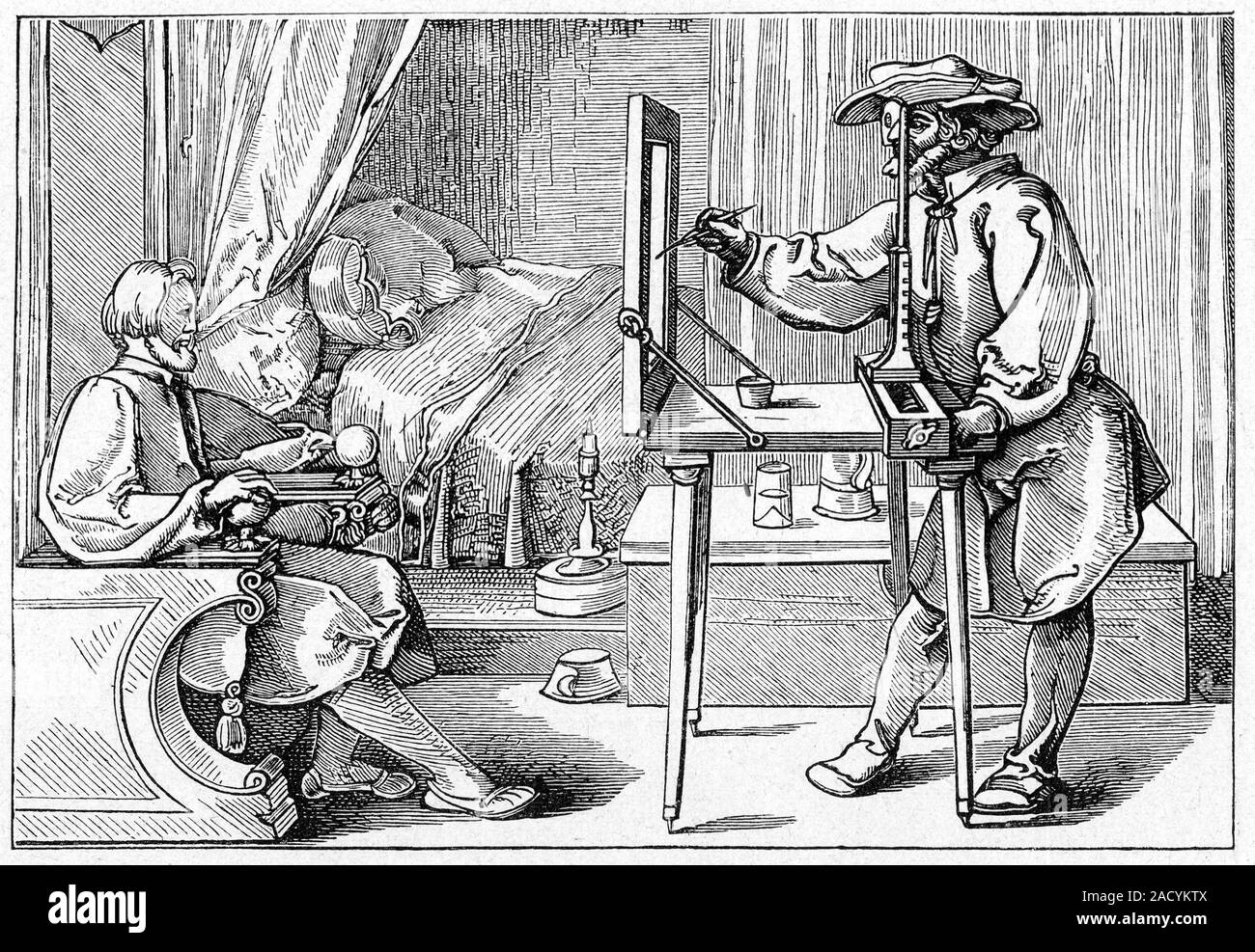 Renaissance portrait painter. 16th Century French engraving of a ...