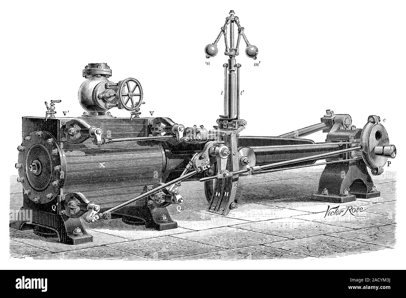 Corliss steam engine, 19th century. Illustration of an 1867 model of ...