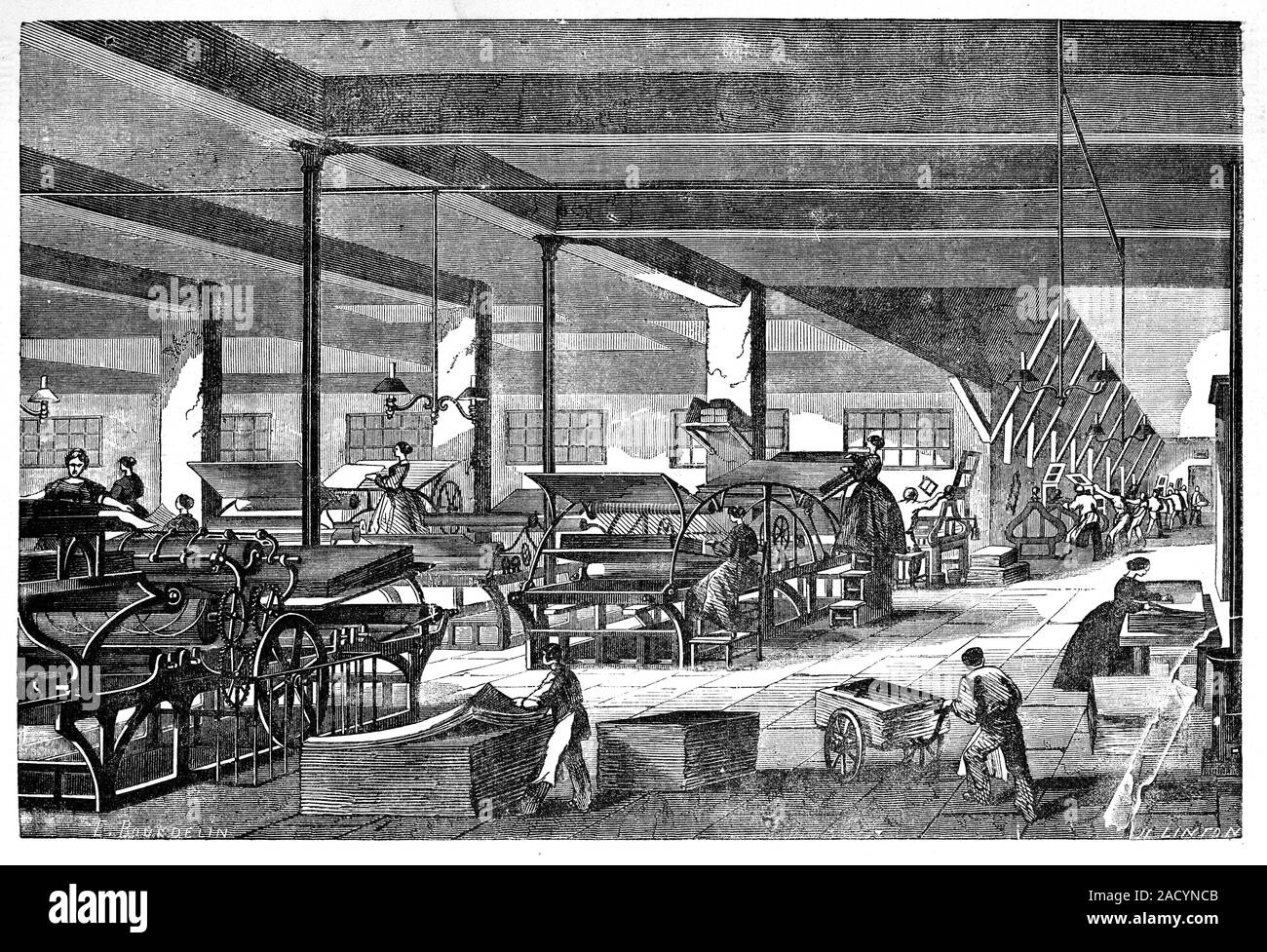 Imperial printing presses, 19th century. Illustration of mechanical ...