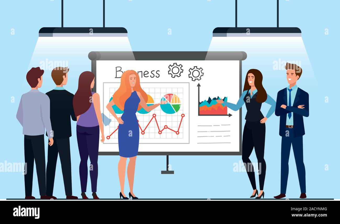 business people meeting with infographics presentation Stock Vector ...